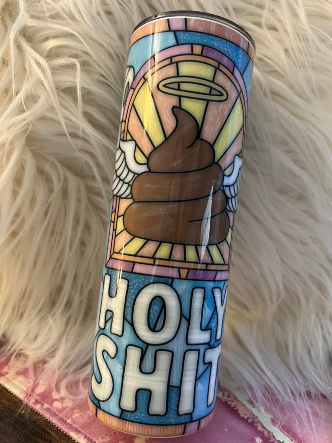 Holy Shit Poop Emoji Art Stained Glass Inspired 20oz Stainless - Etsy