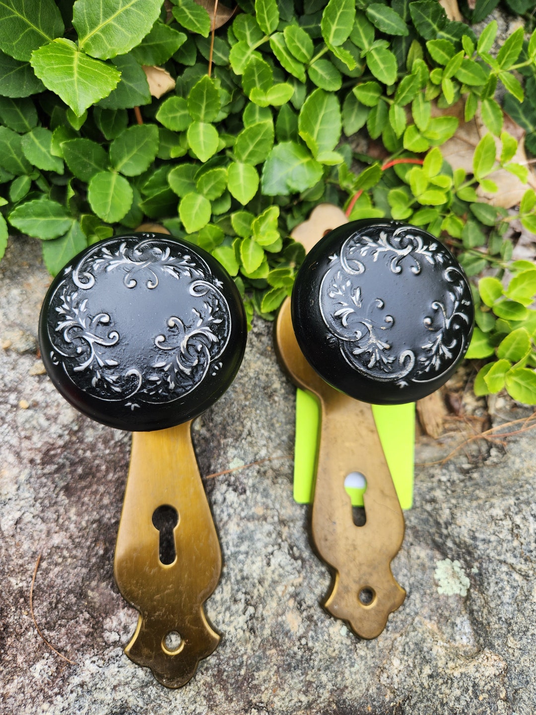 Pair Upcycled Vintage Antique Door Knob & Back Plate/escutcheon _curtain Tie Back_coat, Purse ...