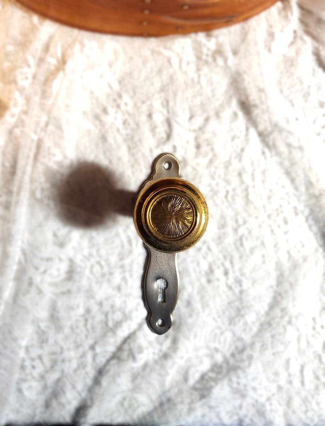 Upcycled Vintage Antique Door Knob & Back Plate/escutcheon _curtain Tie ...