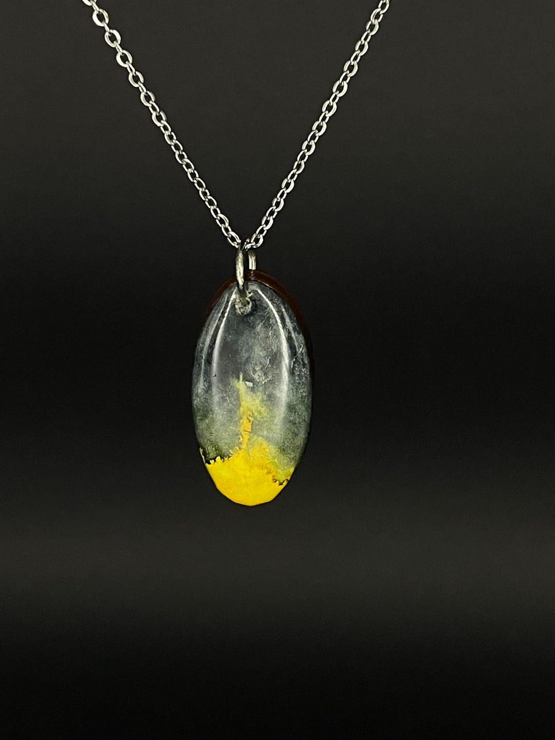 Handcrafted Indigo & Yellow Watercolor Pendant Necklace - Etsy