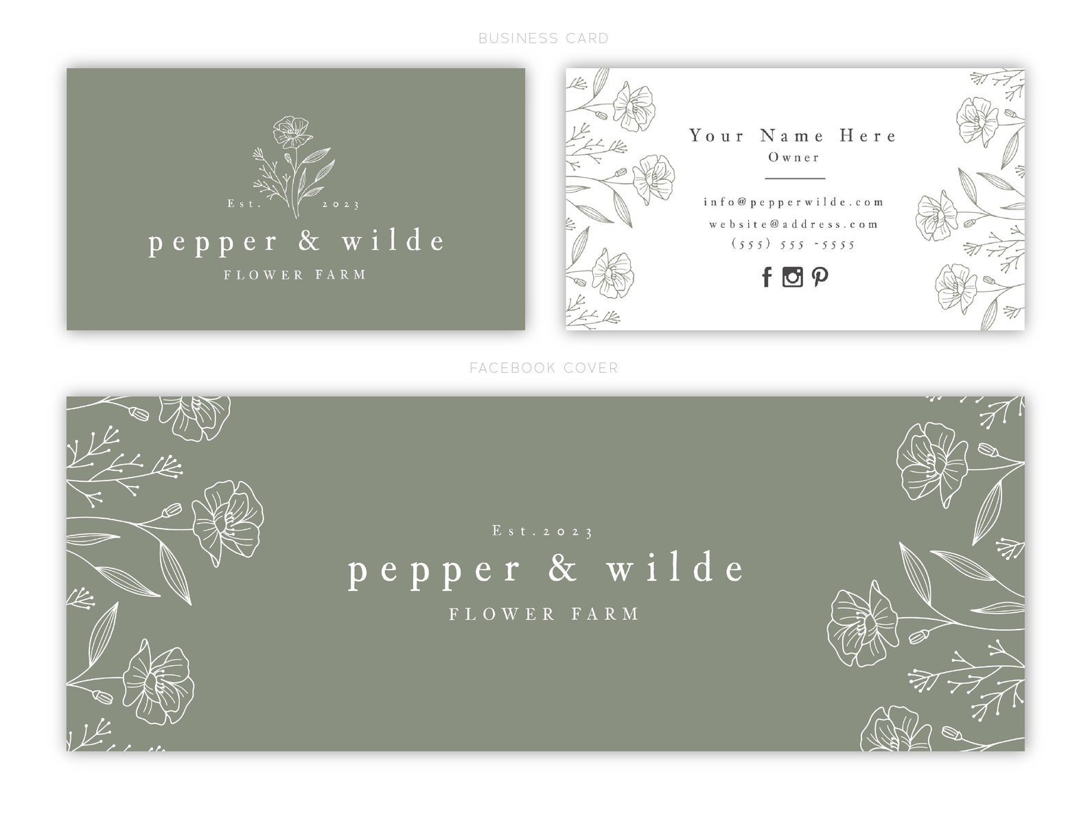 Flower Farm Logo, Floral Logo, Wildflower Farm Logo, Florist Logo, Farm ...