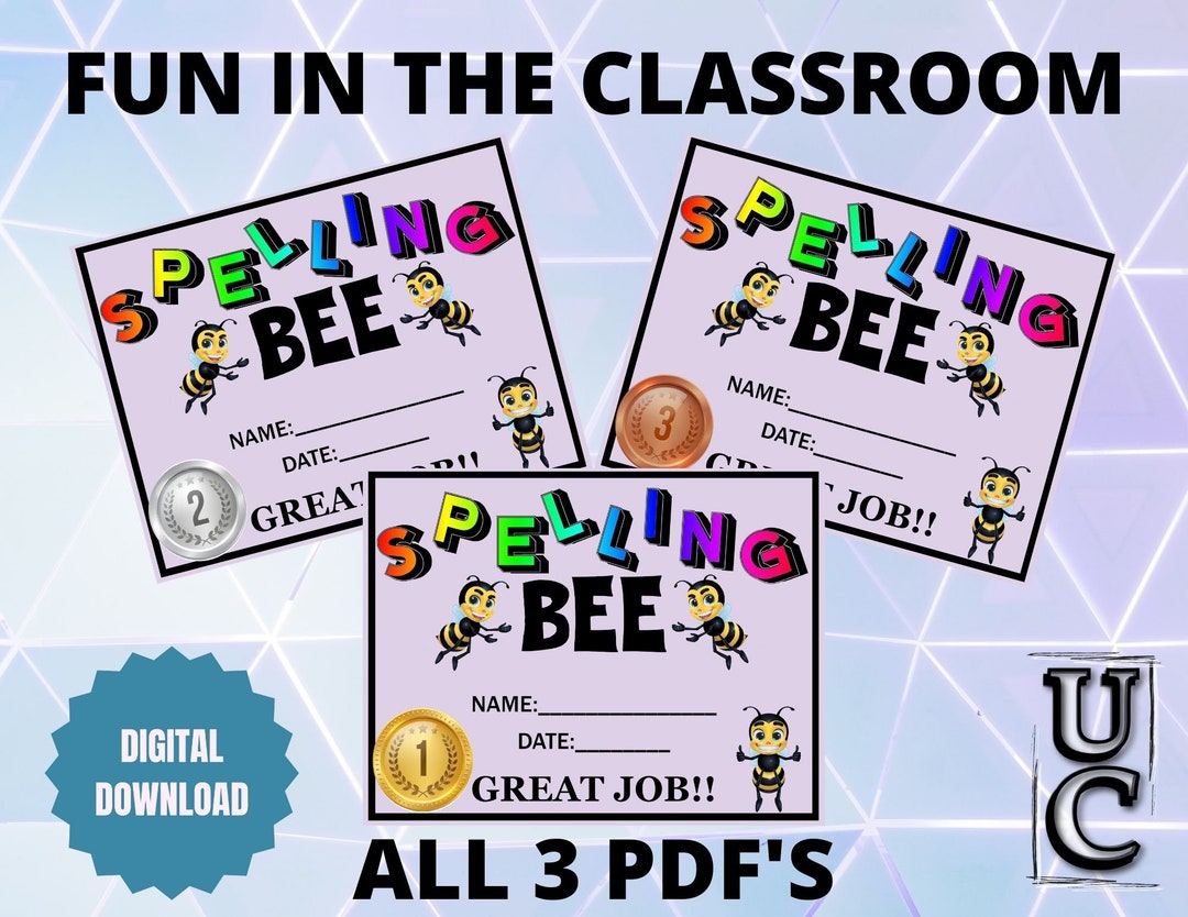 Pack of 3 Spelling Bee Awards, 1st, 2nd, 3rd, Fun and Educational ...
