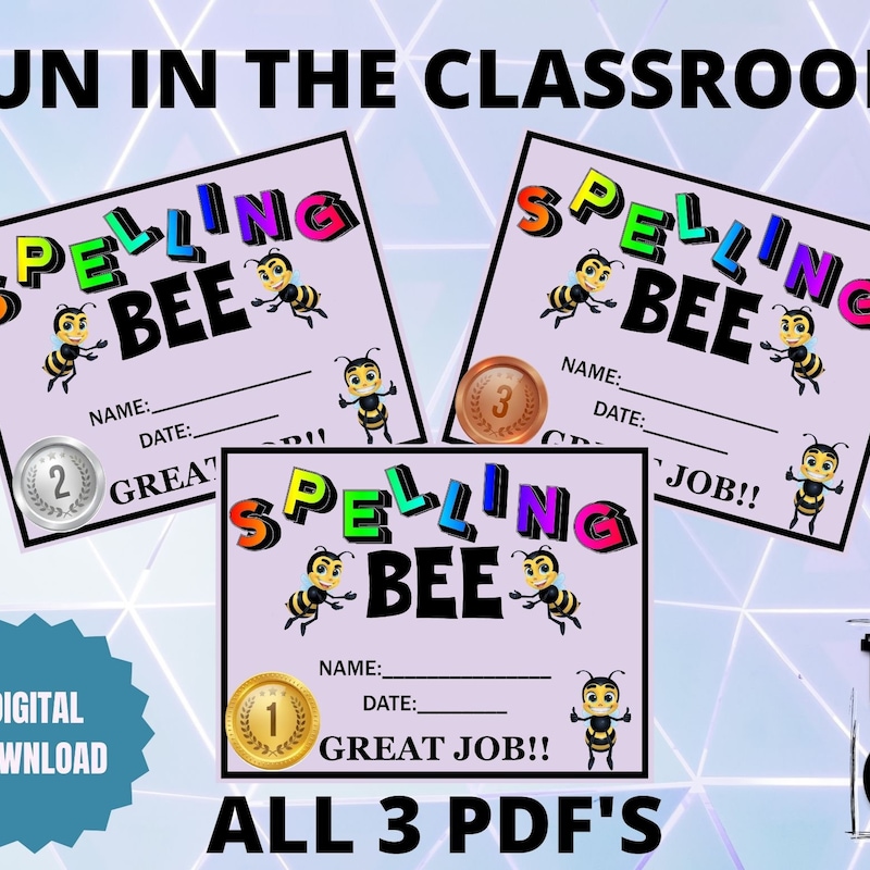 Spelling bee certificate template - Etsy México