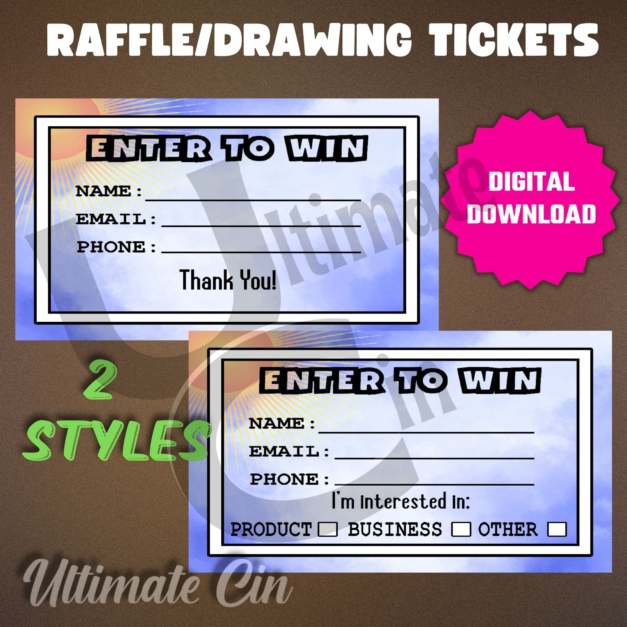 SUNSHINE, Printable Raffle Tickets, Promote Business, Door Prize, Enter ...