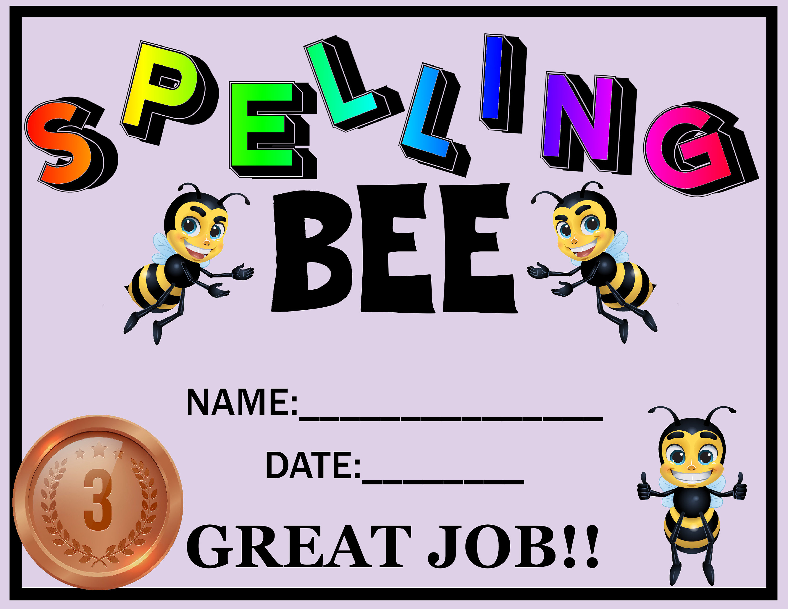 Pack of 3 Spelling Bee Awards, 1st, 2nd, 3rd, Fun and Educational ...
