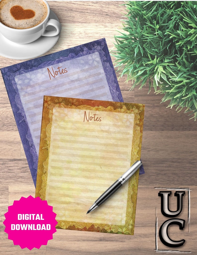 Vintage Floral Border Notes Digital Product Instant Download 2 Colors ...