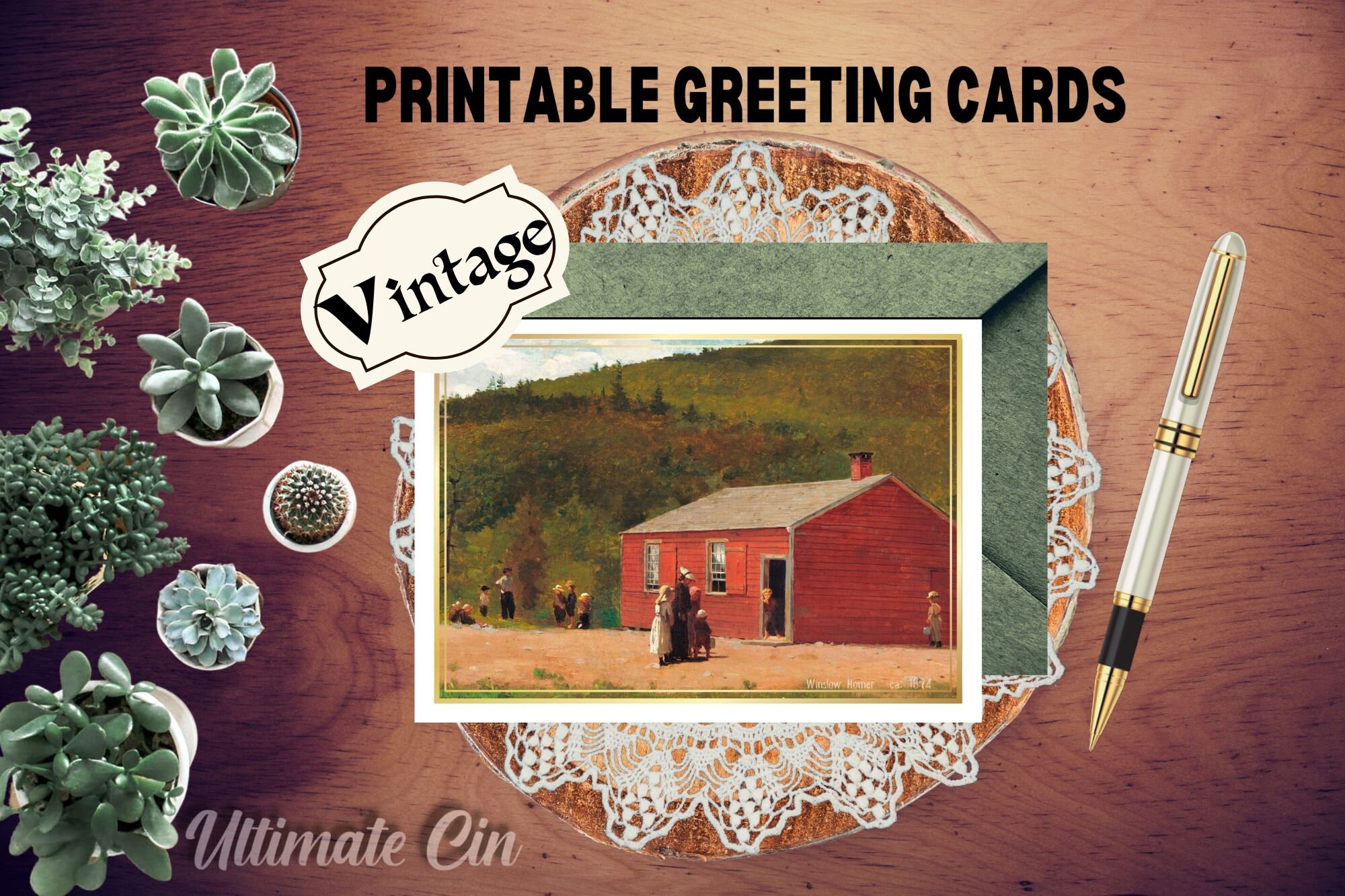 VINTAGE NOTECARDS Winslow Homer Art 1870s Instant Download, Printable ...