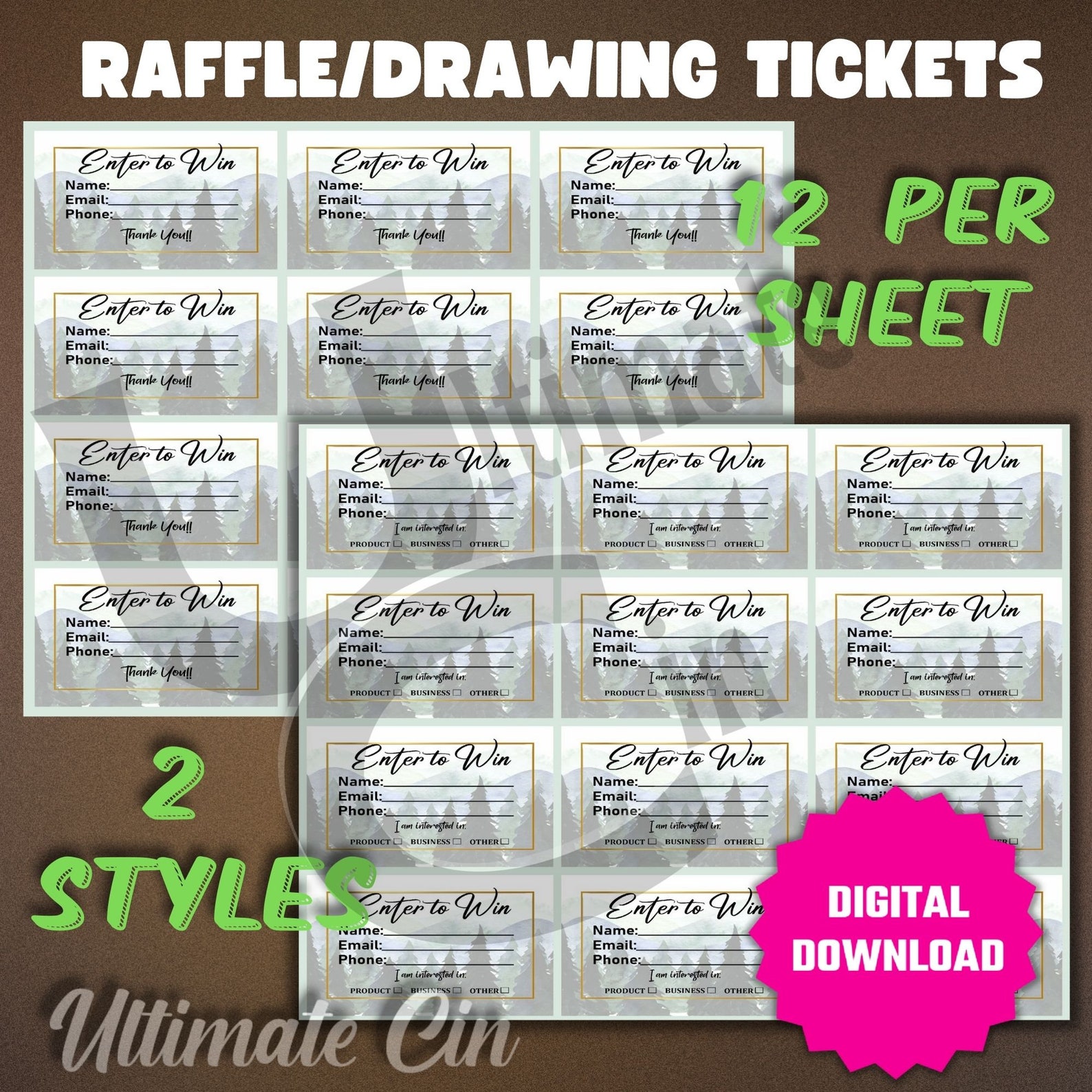 FOREST, NATURE, Printable, Raffle Tickets, Promote, Door Prize, Enter ...