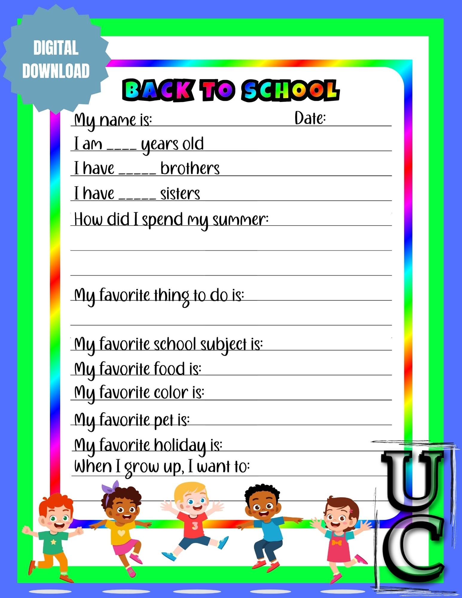 Back to School Get to Know the Students! Colorful, Cheery, Easy! Simple ...