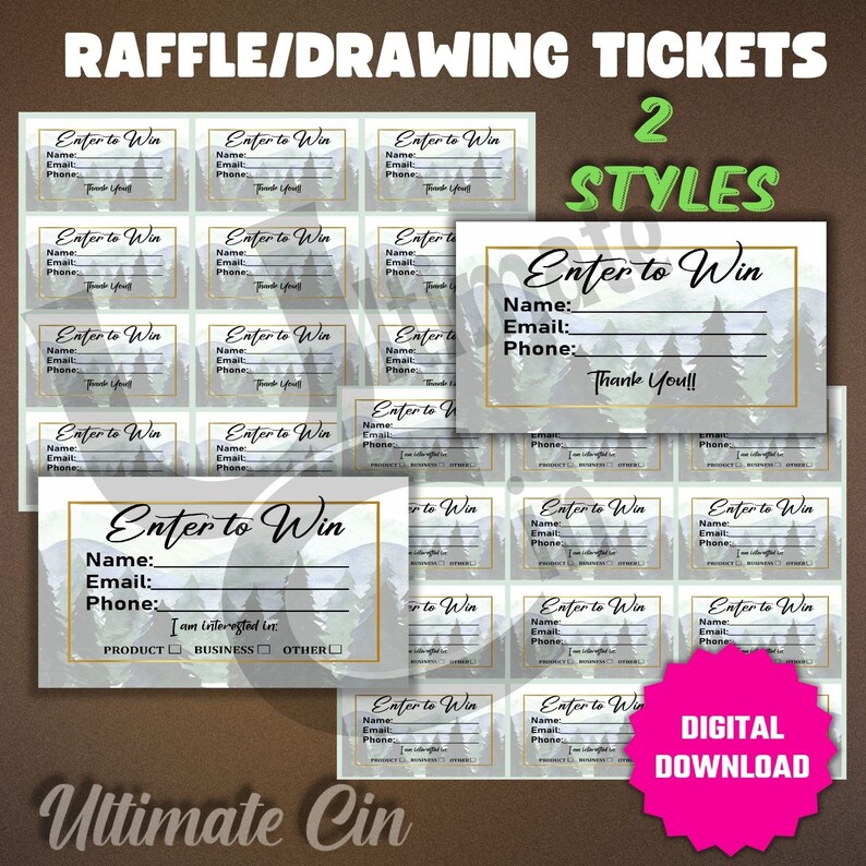 FOREST, NATURE, Printable, Raffle Tickets, Promote, Door Prize, Enter ...