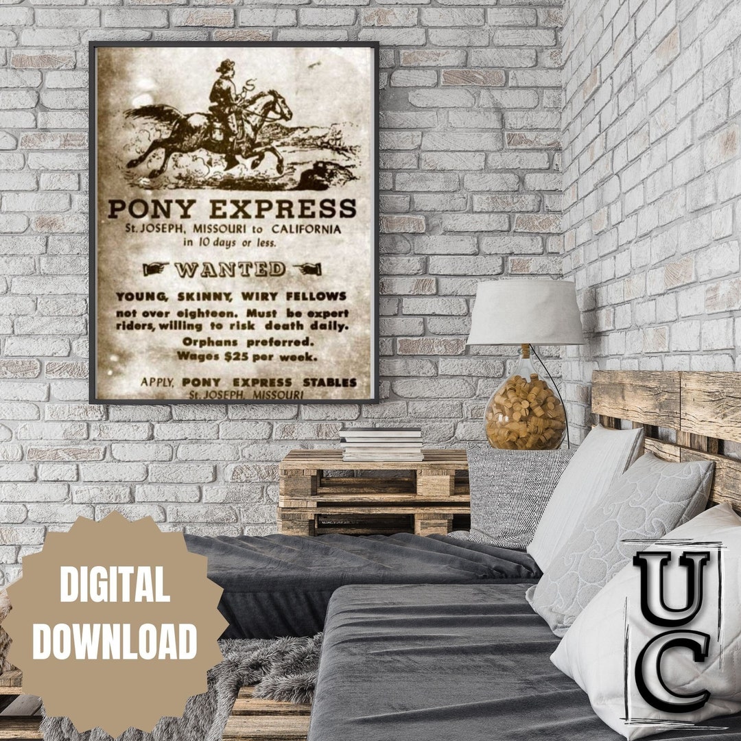 PONY EXPRESS, Vintage Wall Art, Printable Art Deco, Old Fashion Poster ...
