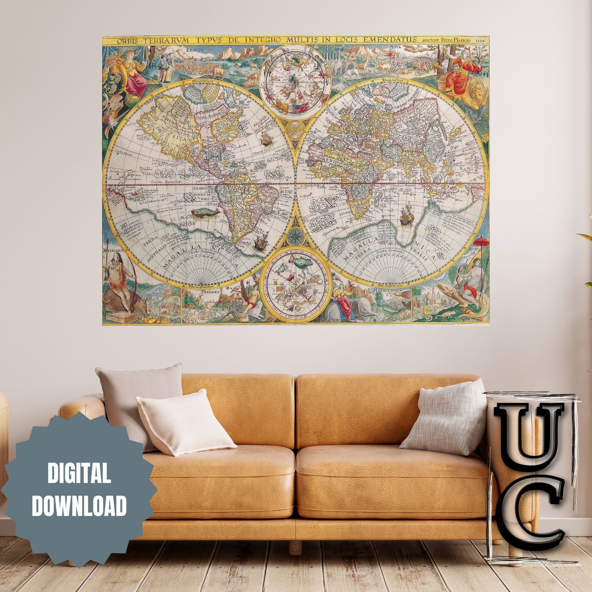 World Atlas Digital Download Wall Art Great for Office, Den, Living ...