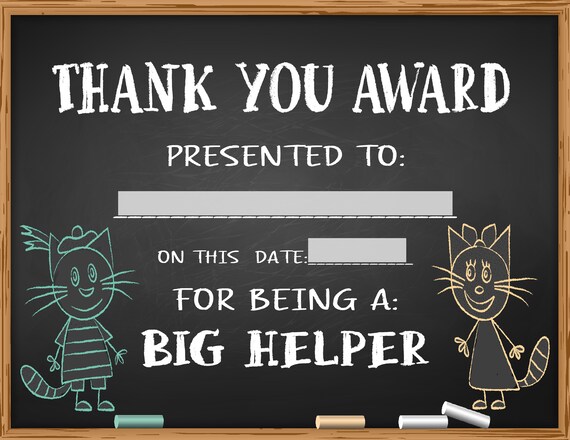 Big Helper Award Thank You Appreciation Award Good - Etsy