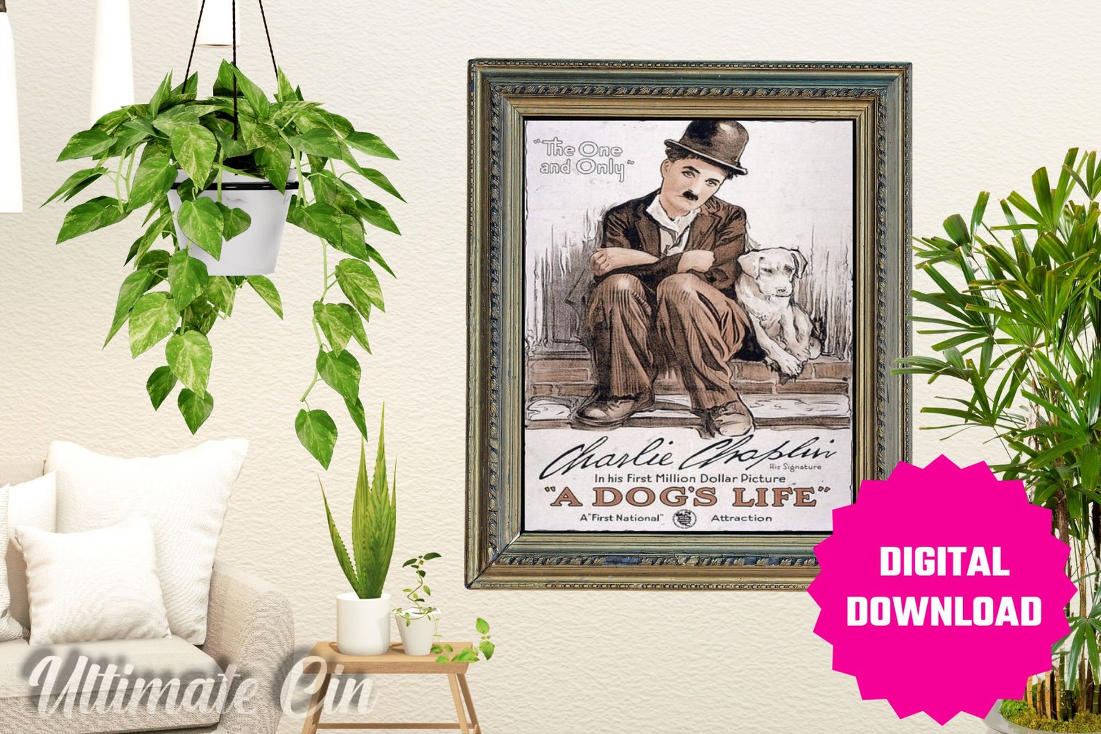 CHARLIE CHAPLIN a Dog's Life Movie Poster Vintage Digital Download ...
