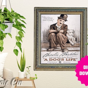 CHARLIE CHAPLIN a Dog's Life Movie Poster Vintage Digital Download ...