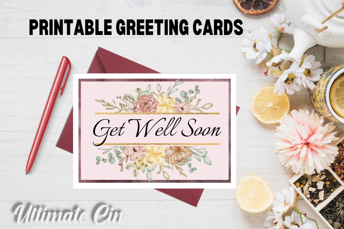 Get Well Printable Greeting Cards, Digital Download, Print at Home ...