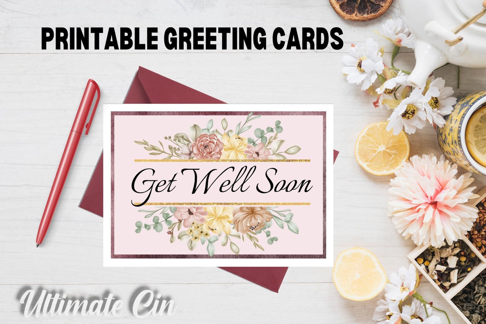 Get Well Printable Greeting Cards, Digital Download, Print at Home ...