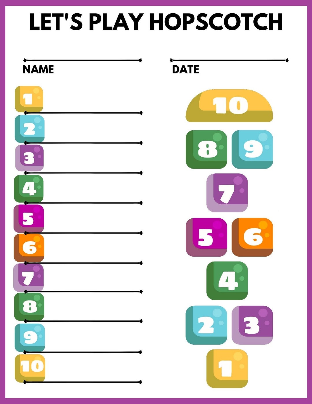 Let's Play Hopscotch! Use in Classrooms, Parties or Chores at Home ...