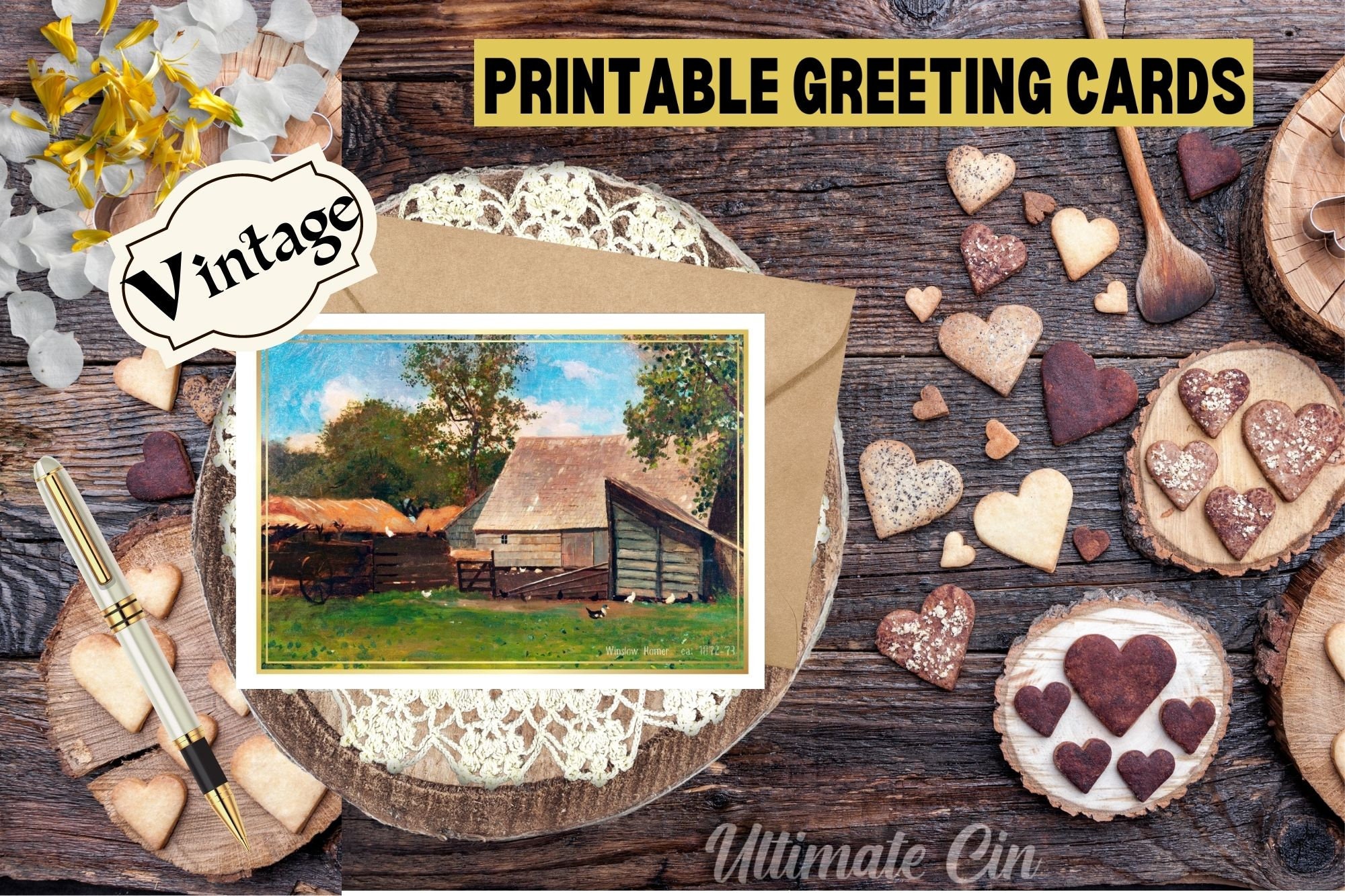 VINTAGE NOTECARDS Winslow Homer Art 1870s Instant Download, Printable ...