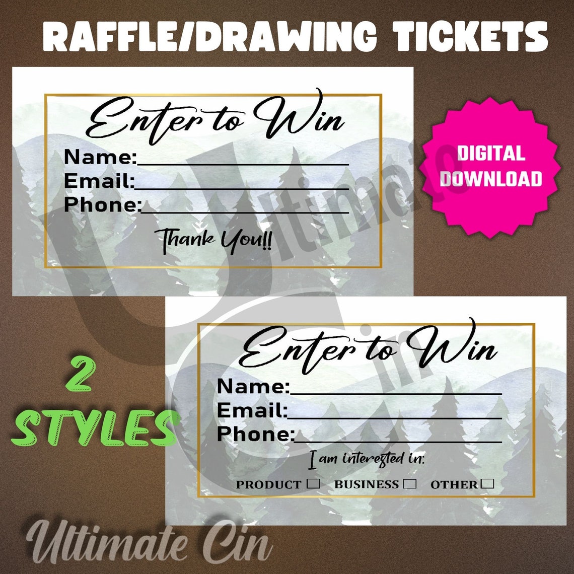FOREST, NATURE, Printable, Raffle Tickets, Promote, Door Prize, Enter ...
