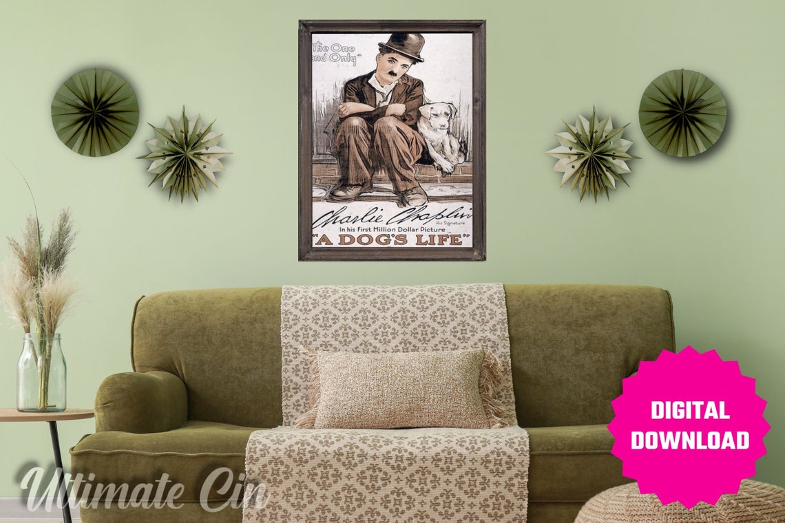 CHARLIE CHAPLIN a Dog's Life Movie Poster Vintage Digital Download ...