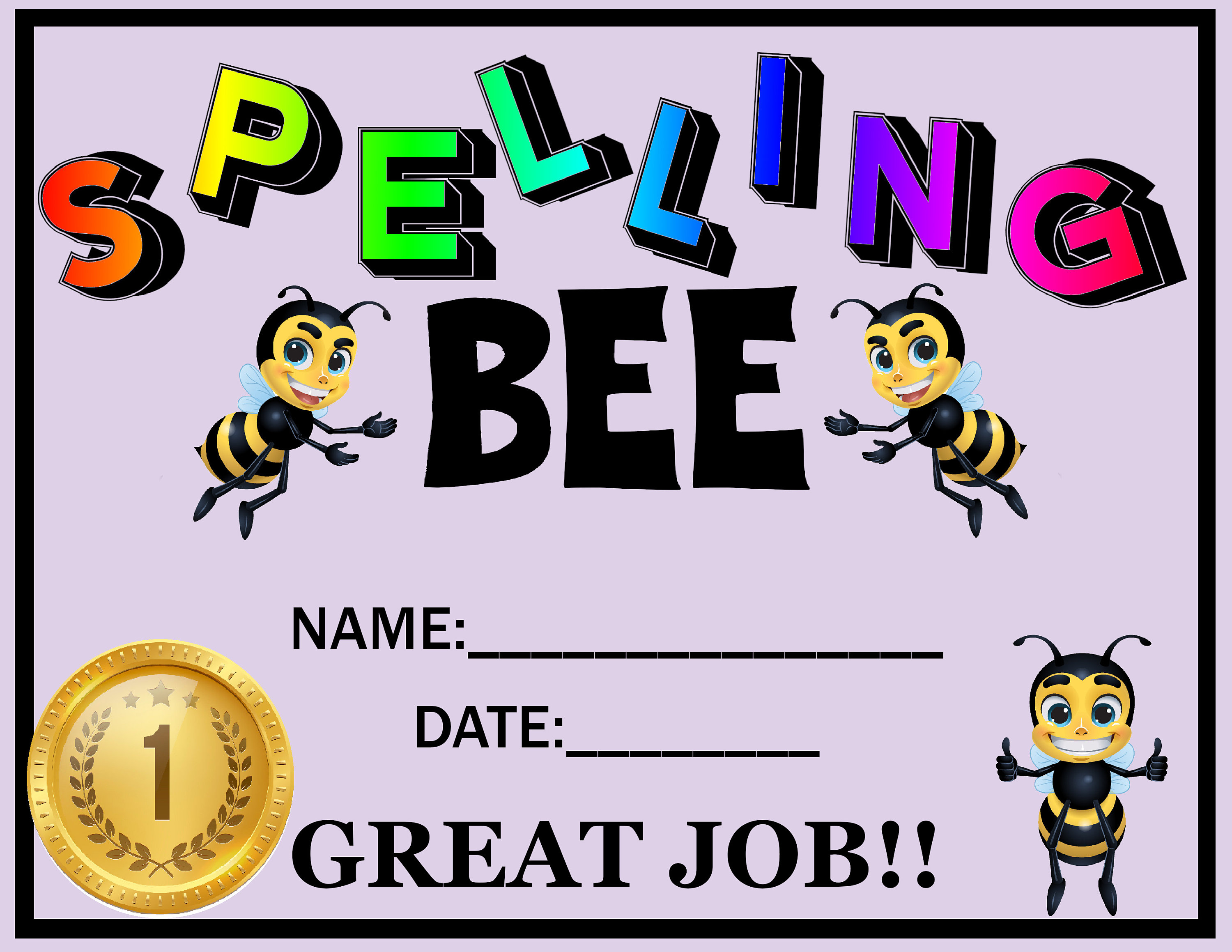 Pack of 3 Spelling Bee Awards, 1st, 2nd, 3rd, Fun and Educational ...