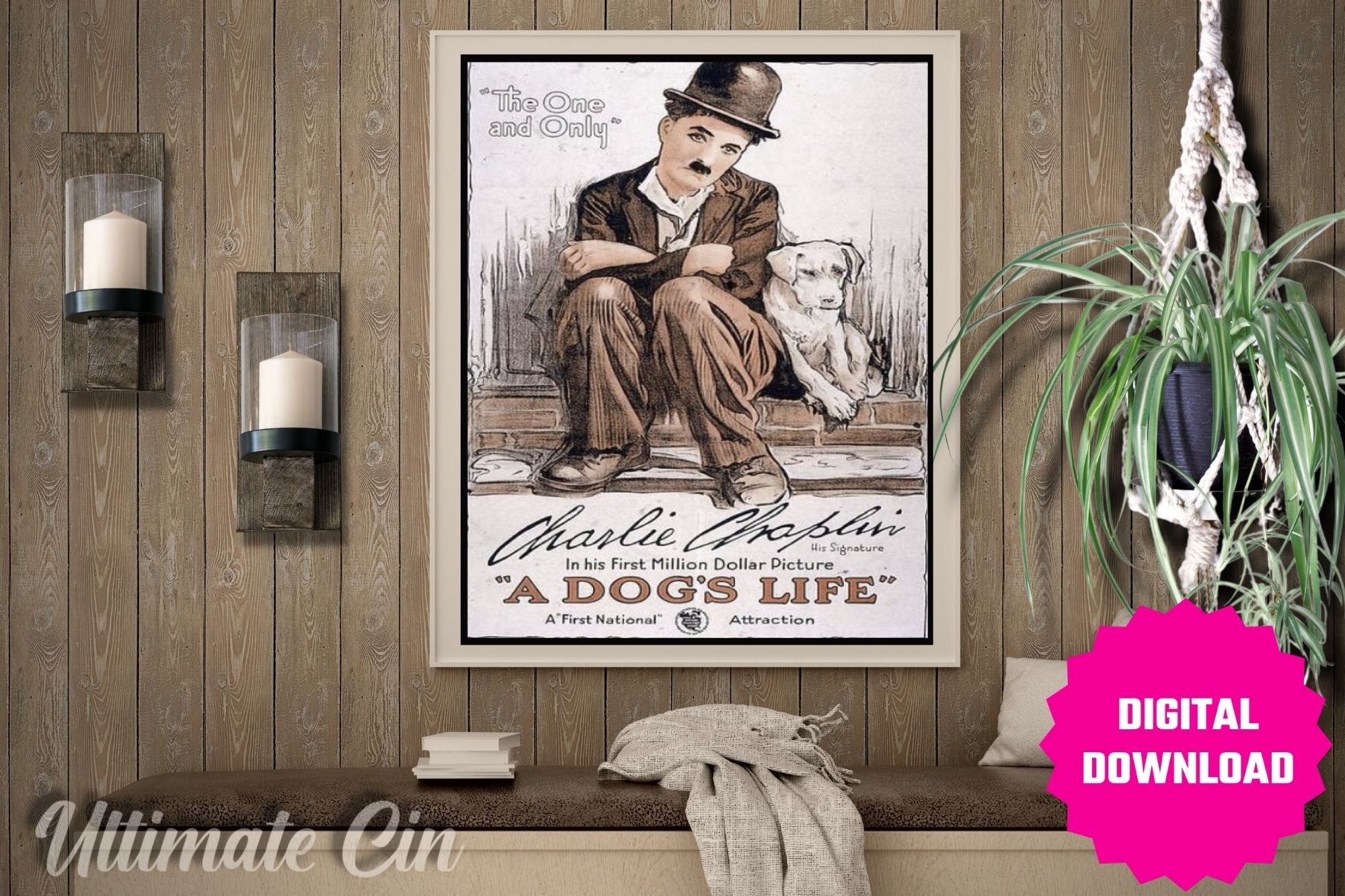 CHARLIE CHAPLIN a Dog's Life Movie Poster Vintage Digital Download ...