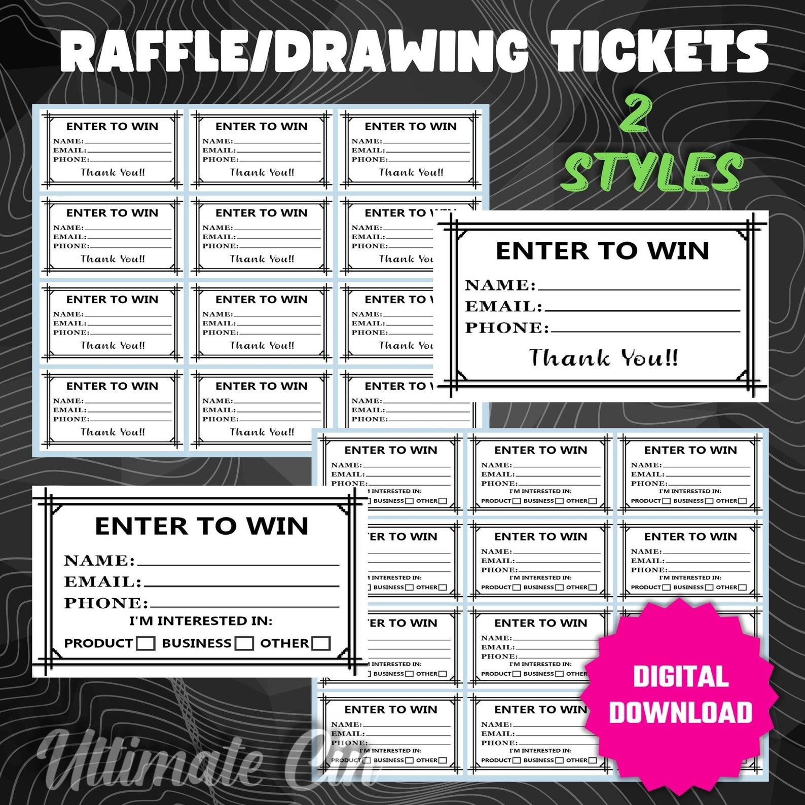 Generic, Printable Raffle Tickets, Promote, Door Prize, Enter to Win ...