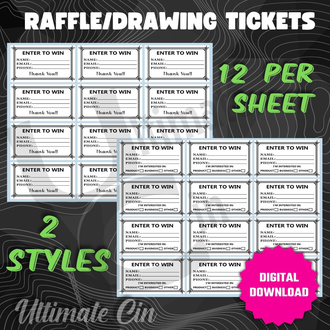 Generic, Printable Raffle Tickets, Promote, Door Prize, Enter to Win ...
