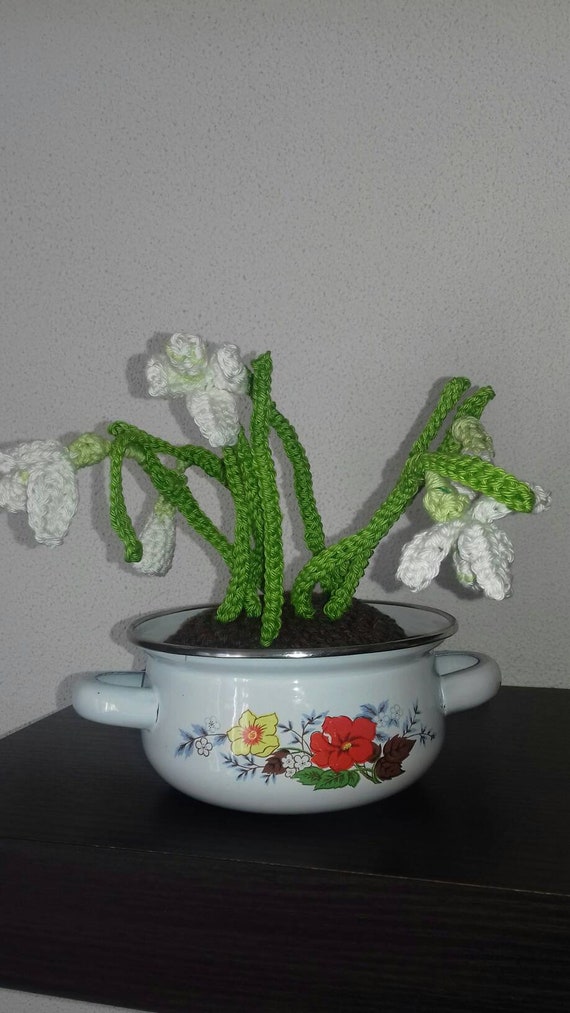 Crocheted Snowdrops Crocheted Plant Fake Plant Artificial - Etsy UK
