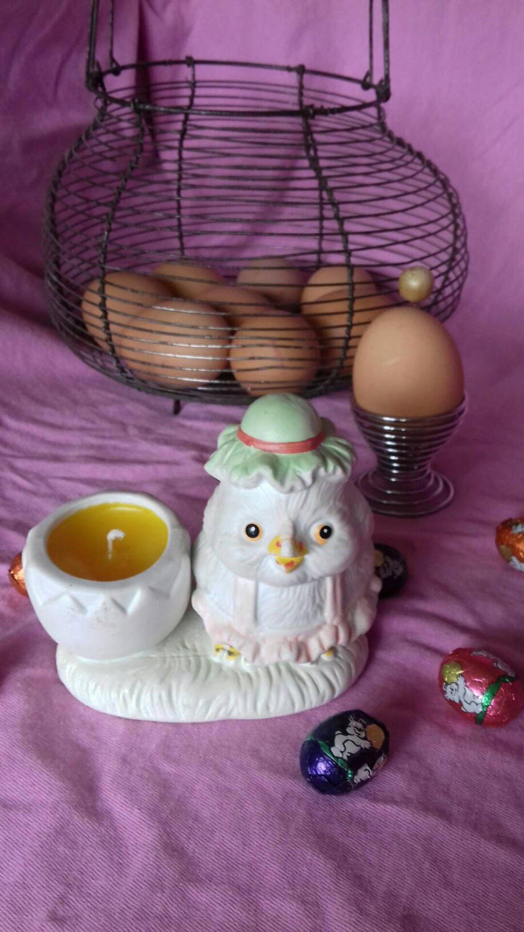 Vintage Egg Cap With Candle - Etsy
