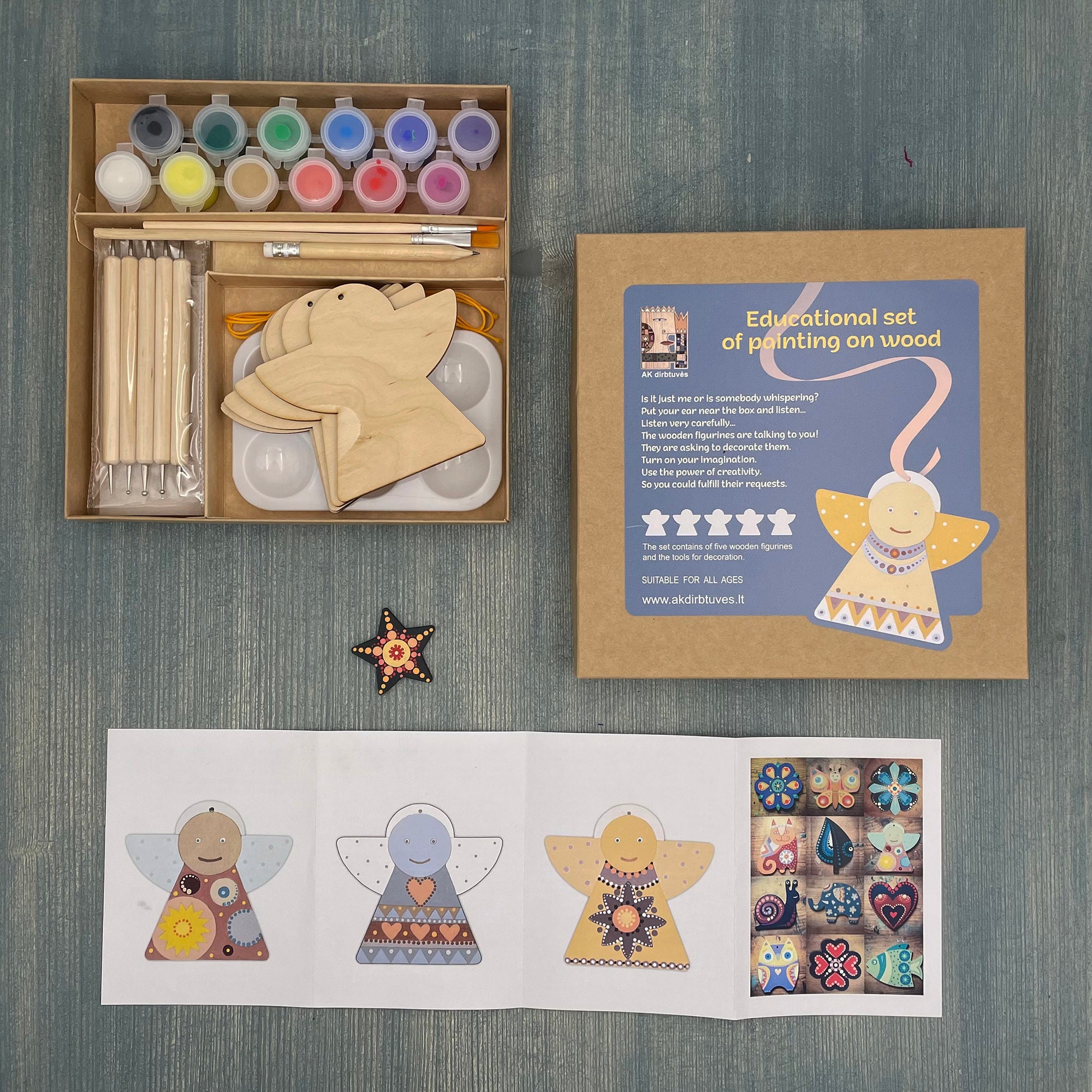 DIY Decoration Wood Angel Ornaments Creative Dotting Art Set ...