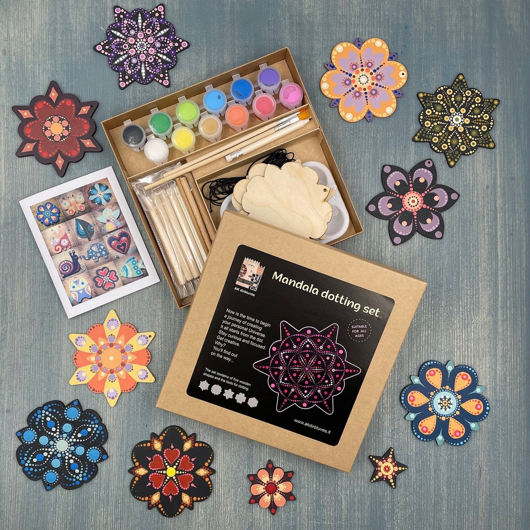 DIY Wood Mandala Dot Painting Kit: Family Art Set - Etsy