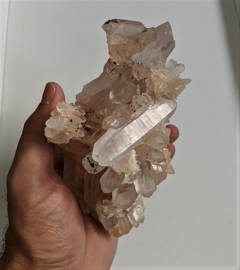 Pink Himalayan Quartz With Chlorite Inclusion Cluster Natural - Etsy