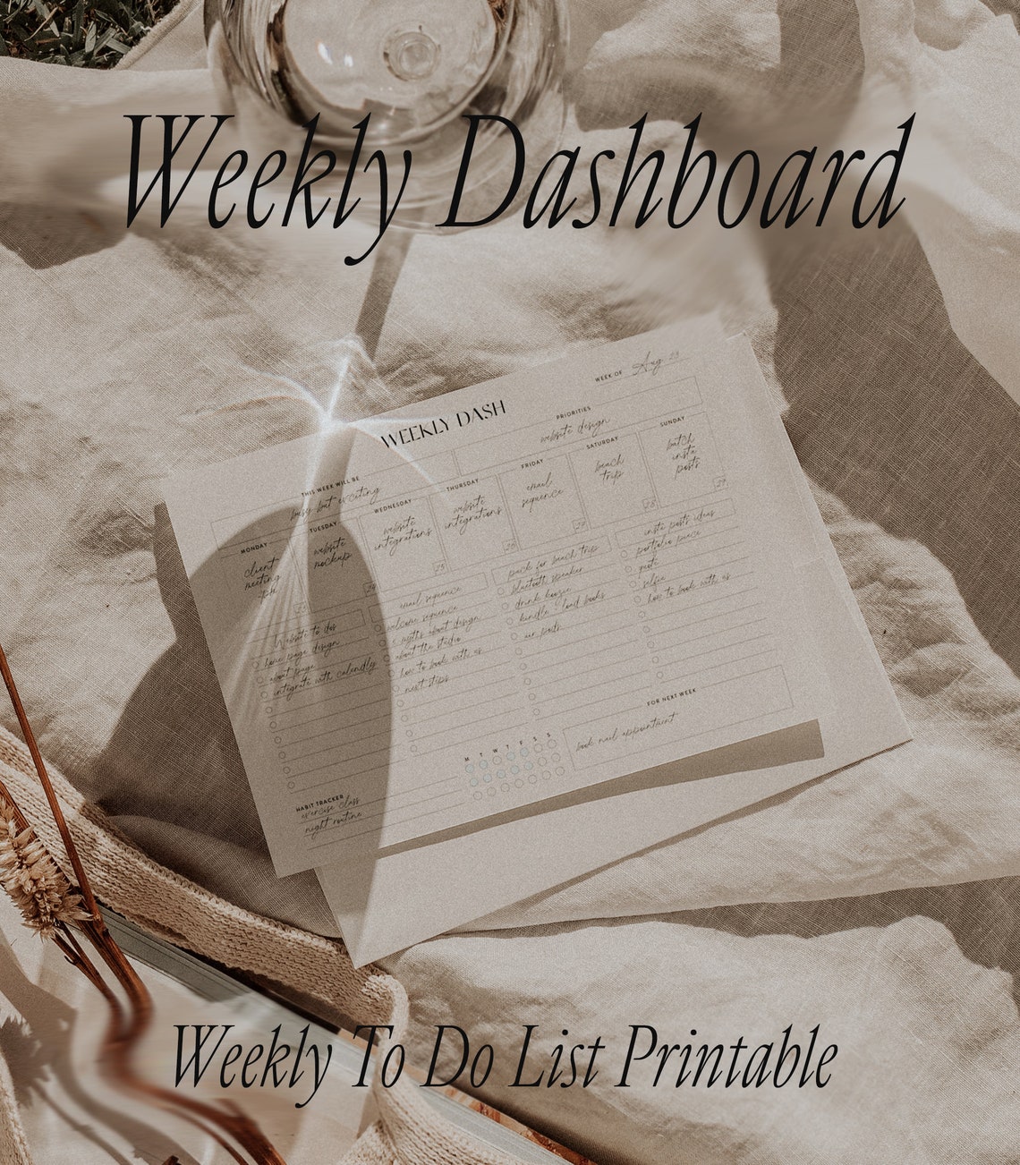 Weekly to Do List Dashboard Printable Planners by Always Ambitious A4 ...