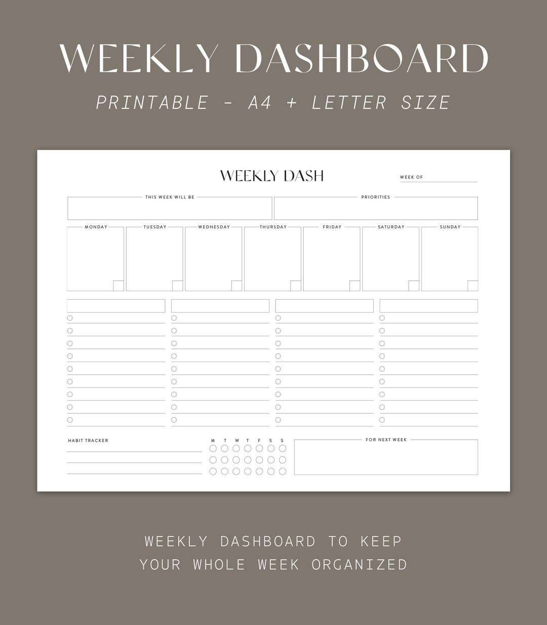 Weekly to Do List Dashboard | Printable Planners by Always Ambitious ...