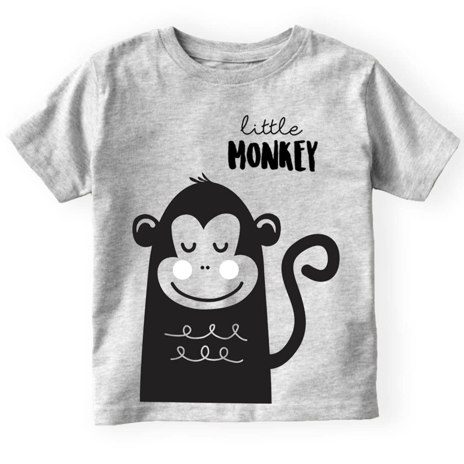 Little Monkey T-shirt Cute Kids Tee Illustrated Tshirt Fun | Etsy