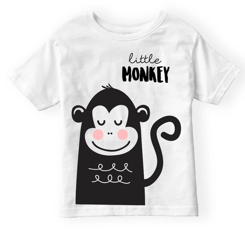 Little Monkey T-shirt Cute Kids Tee Illustrated Tshirt Fun - Etsy