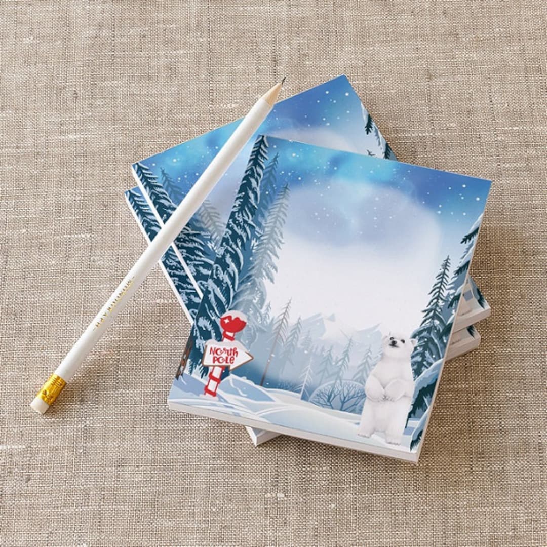 North Pole Icebear Winter Notepad - Etsy