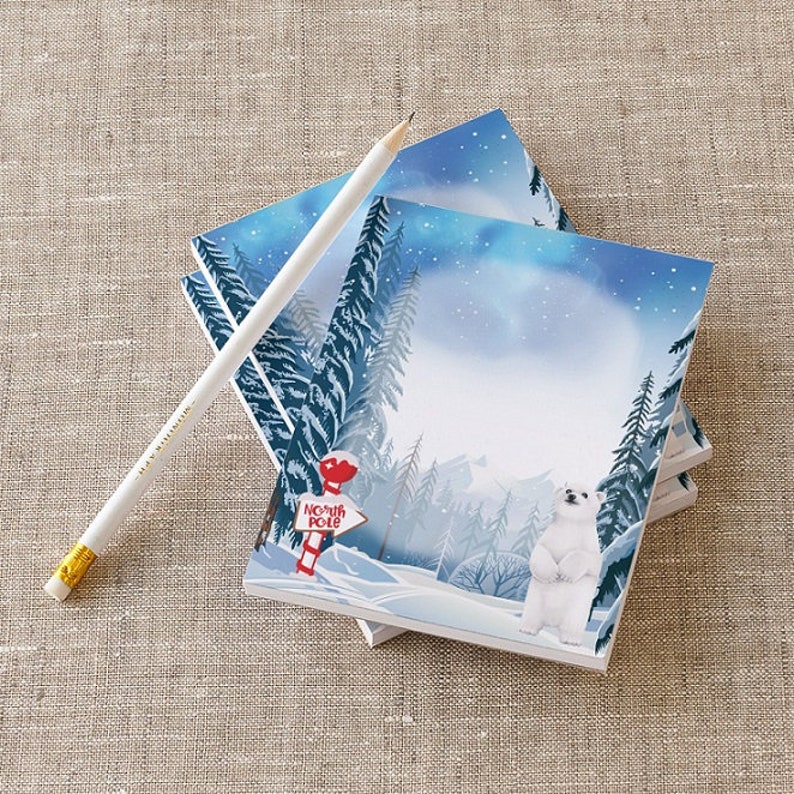 North Pole Icebear Winter Notepad - Etsy