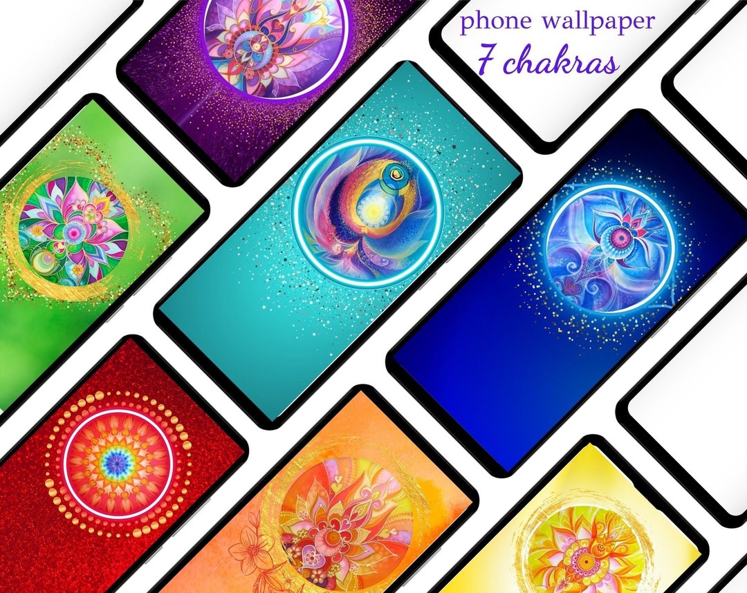 Phone Desktop Wallpaper. DIGITAL DOWNLOAD. 7 Chakra Art. Colors Healing ...
