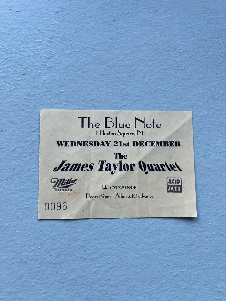 James Taylor Quartet Ticket: 1994 Blue Note London Gig, Acid Jazz ...