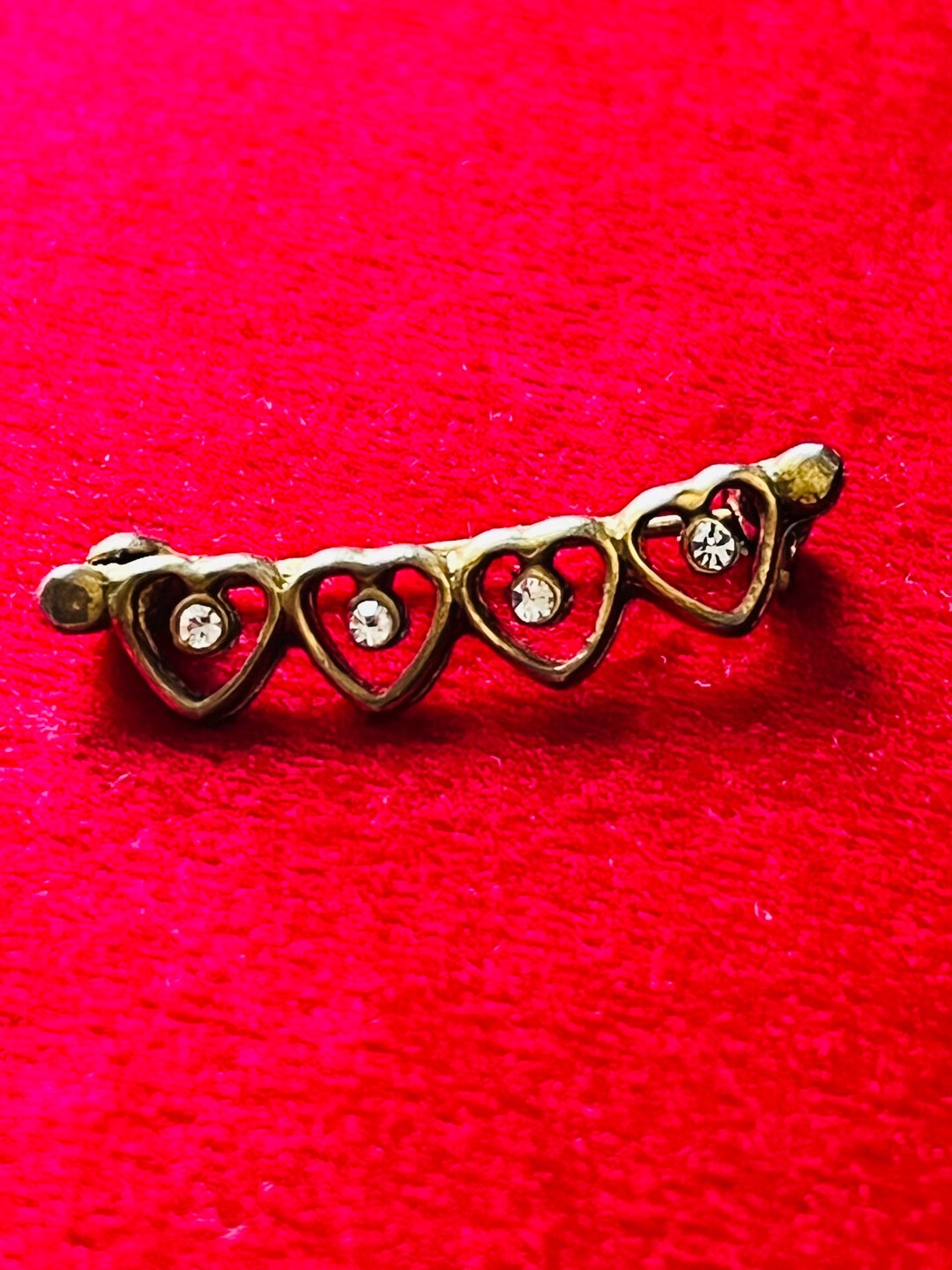 Vintage Love Heart Pin Brooch: Rhinestone Brooch Costume Jewellery ...