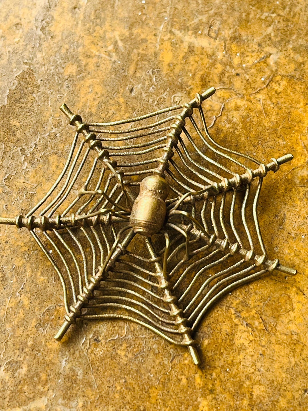 Vintage Gold Tone Spider Web Brooch - Costume Jewelry - Etsy