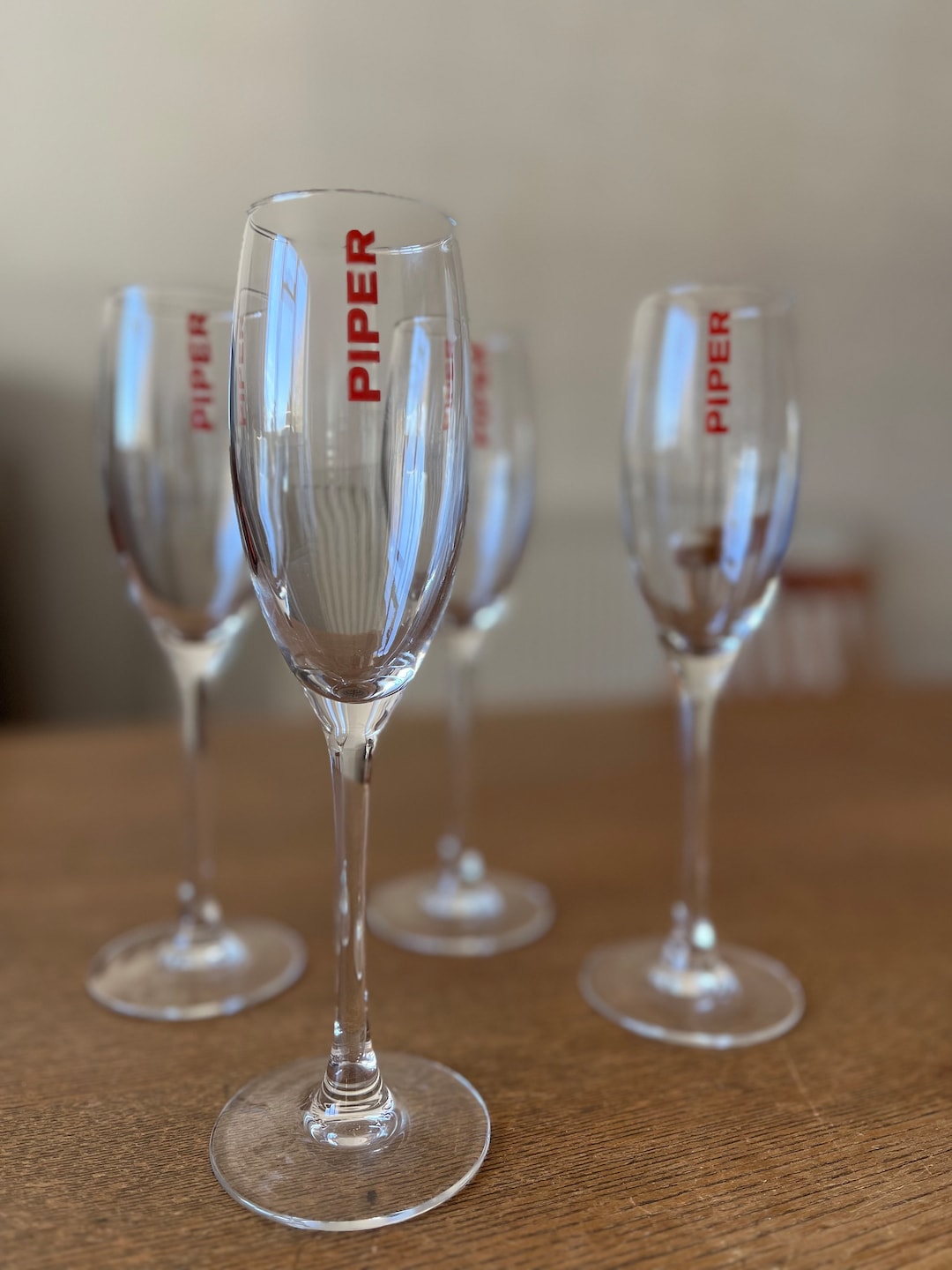 PIPER Champagne Flutes/set of 4 Drinking Glasses/piper Heidsieck/rare ...