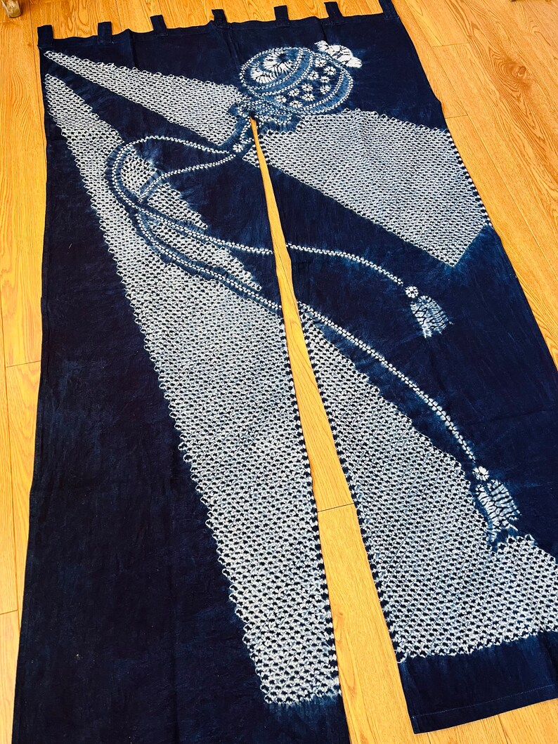 Japanese Noren Curtain/indigo Blue Shibori Tie Dye Doorway - Etsy