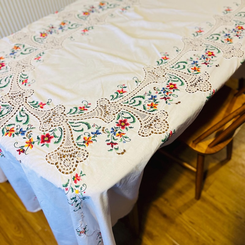 Embroidered Tablecloth - Etsy