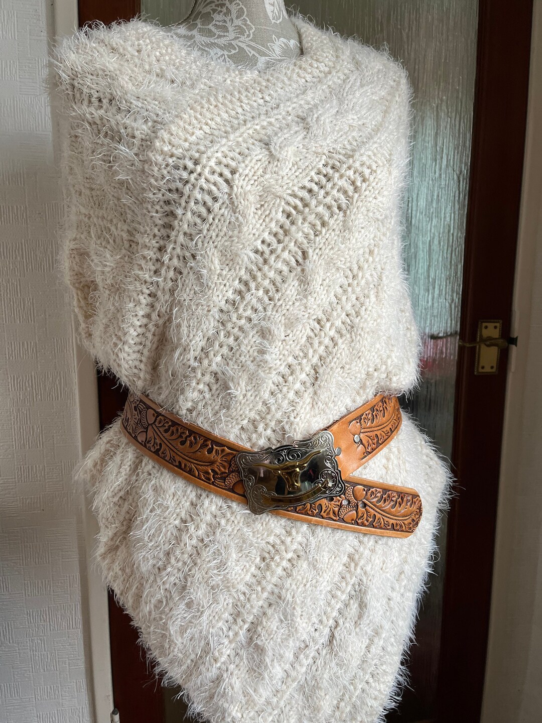 Hand-tooled Leather Belt/buffalo Nickel Silver Buckle/nevada Leather ...
