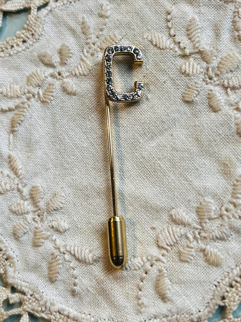 Vintage Lapel Pin With Letter C - Etsy UK