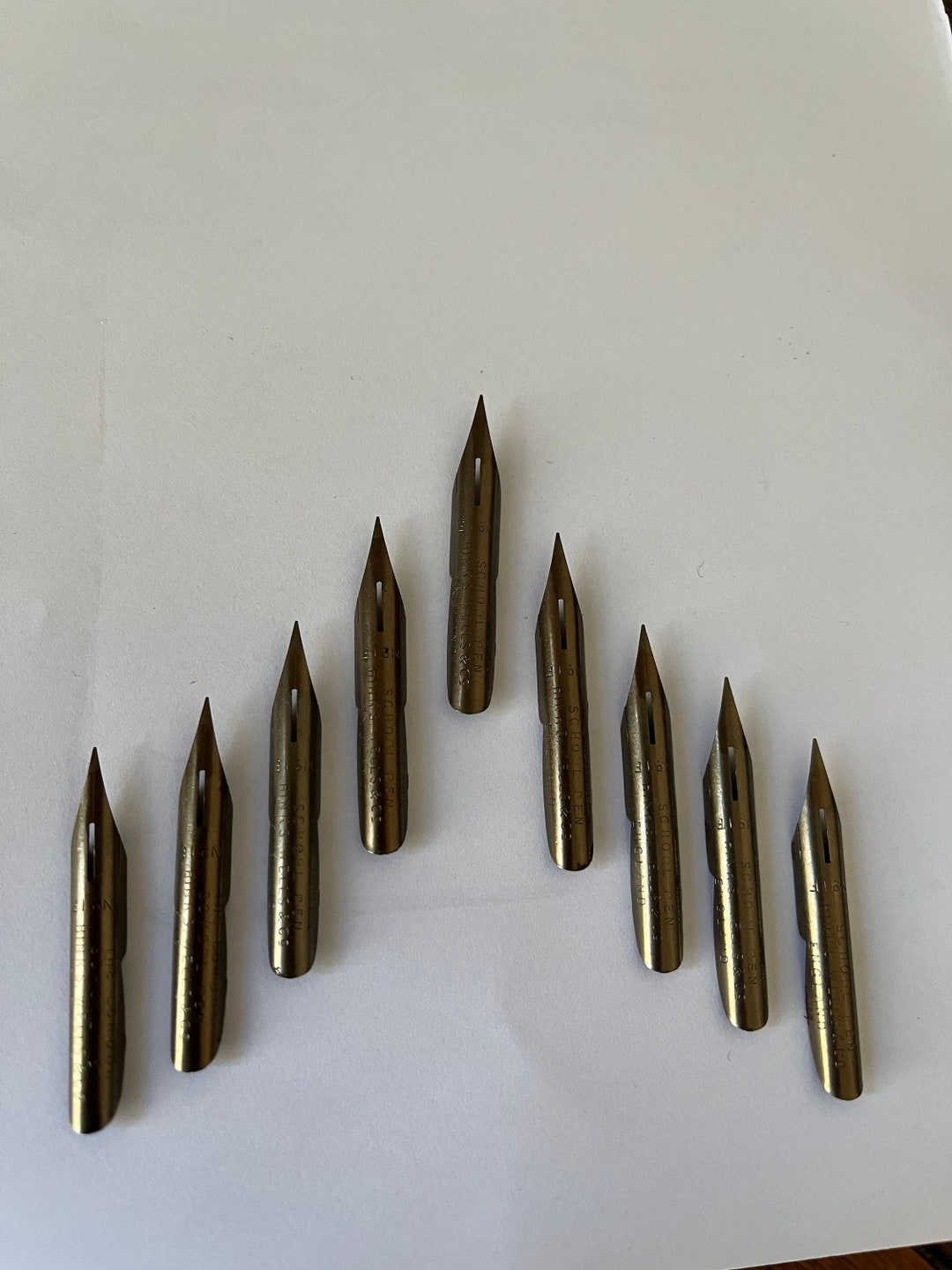 Ink Pen Nibs Set of 9/the London School Pen Hinks Wells & Co Made in ...